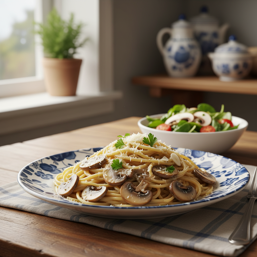 Romige Champignon Pasta met Parmezaanse Kaas en Peterselie Recept | 30 ...